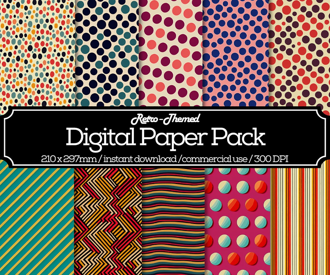Retro Digital Papers - PNG, JPG, SVG, Commercial Use, Instant Download ...