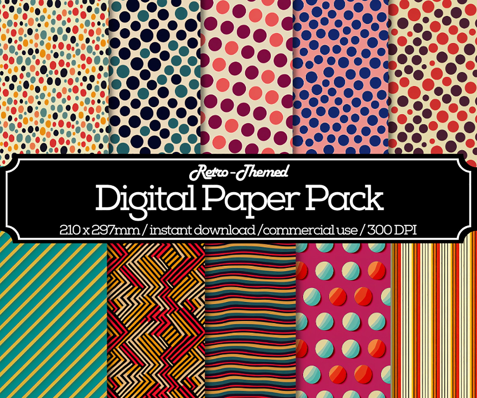 Retro Digital Papers - PNG, JPG, SVG, Commercial Use, Instant Download ...