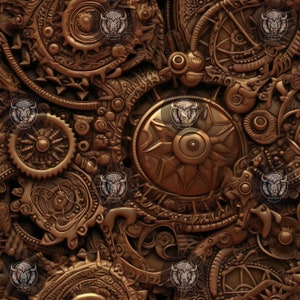 Steampunk Digital Paper Pack - 14 Patterns With Hot Air Balloons, Gears ...