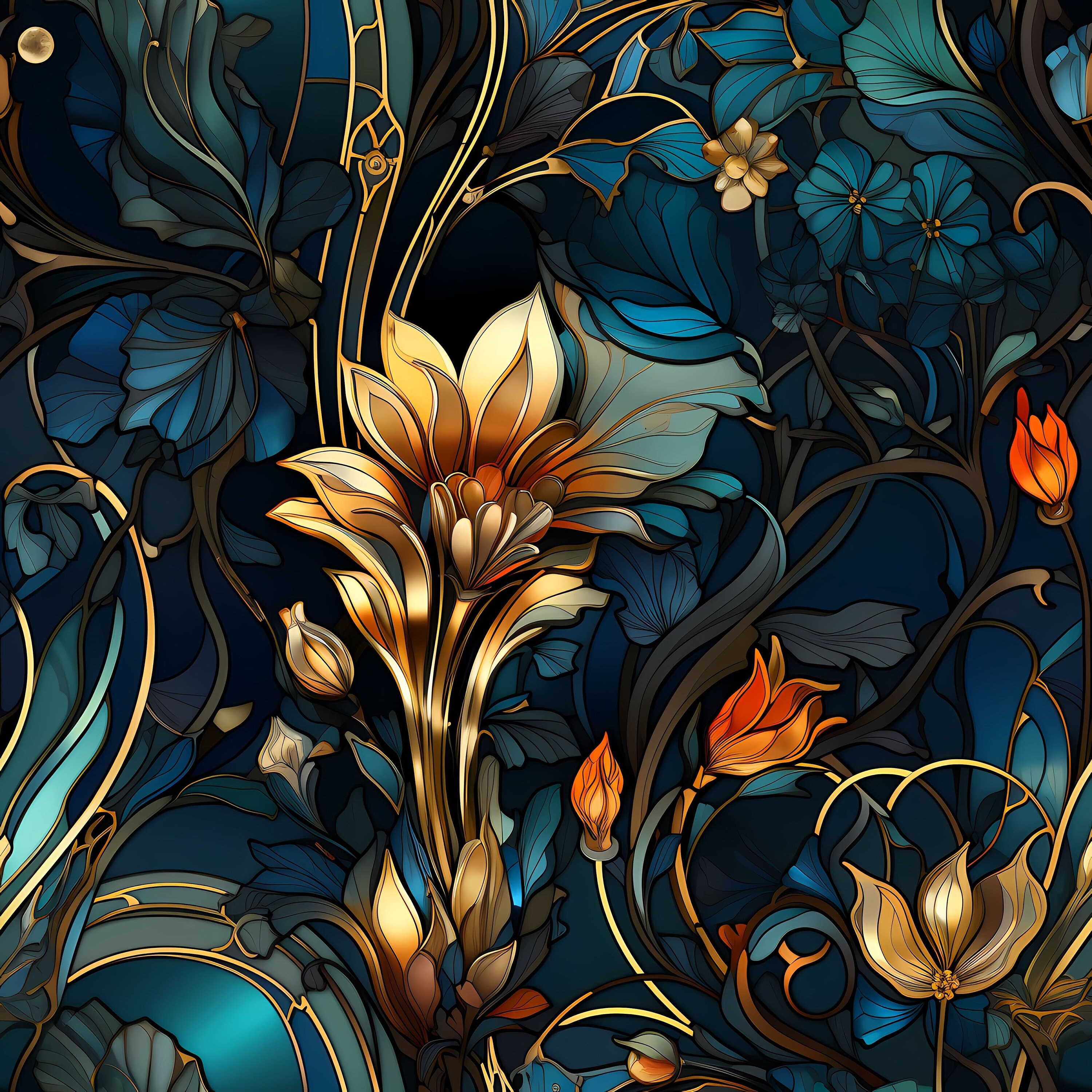 Jugendstil Musterdesign Digital Download, Vintage Stil Dekoratives ...