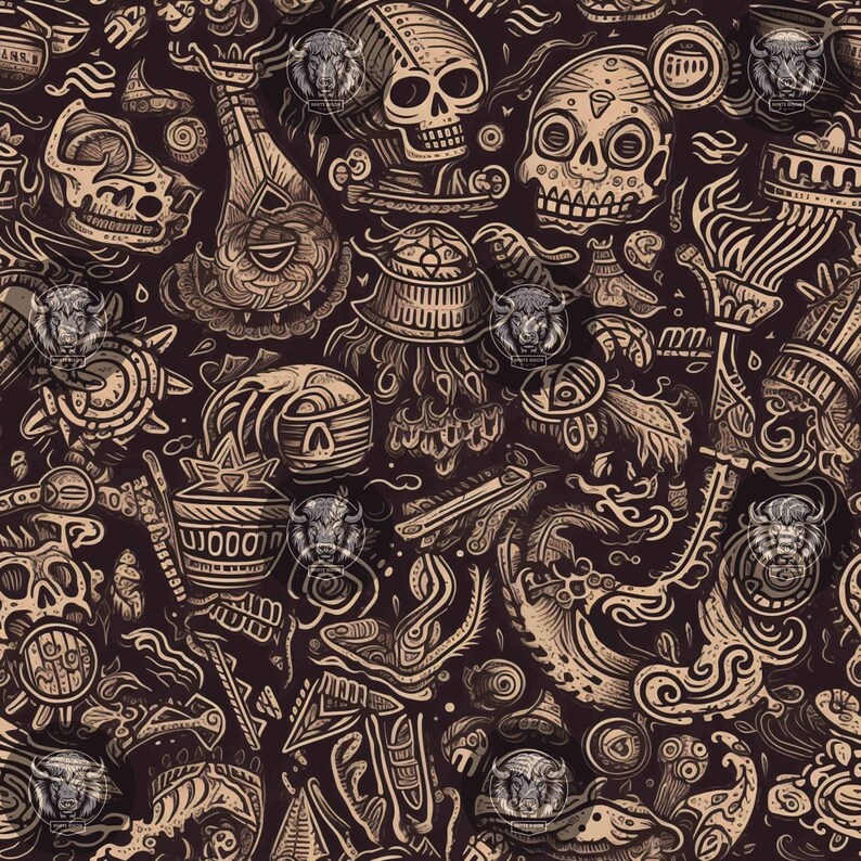 Voodoo Digital Paper Pack, Halloween, Day of the Dead (seamless Pattern ...