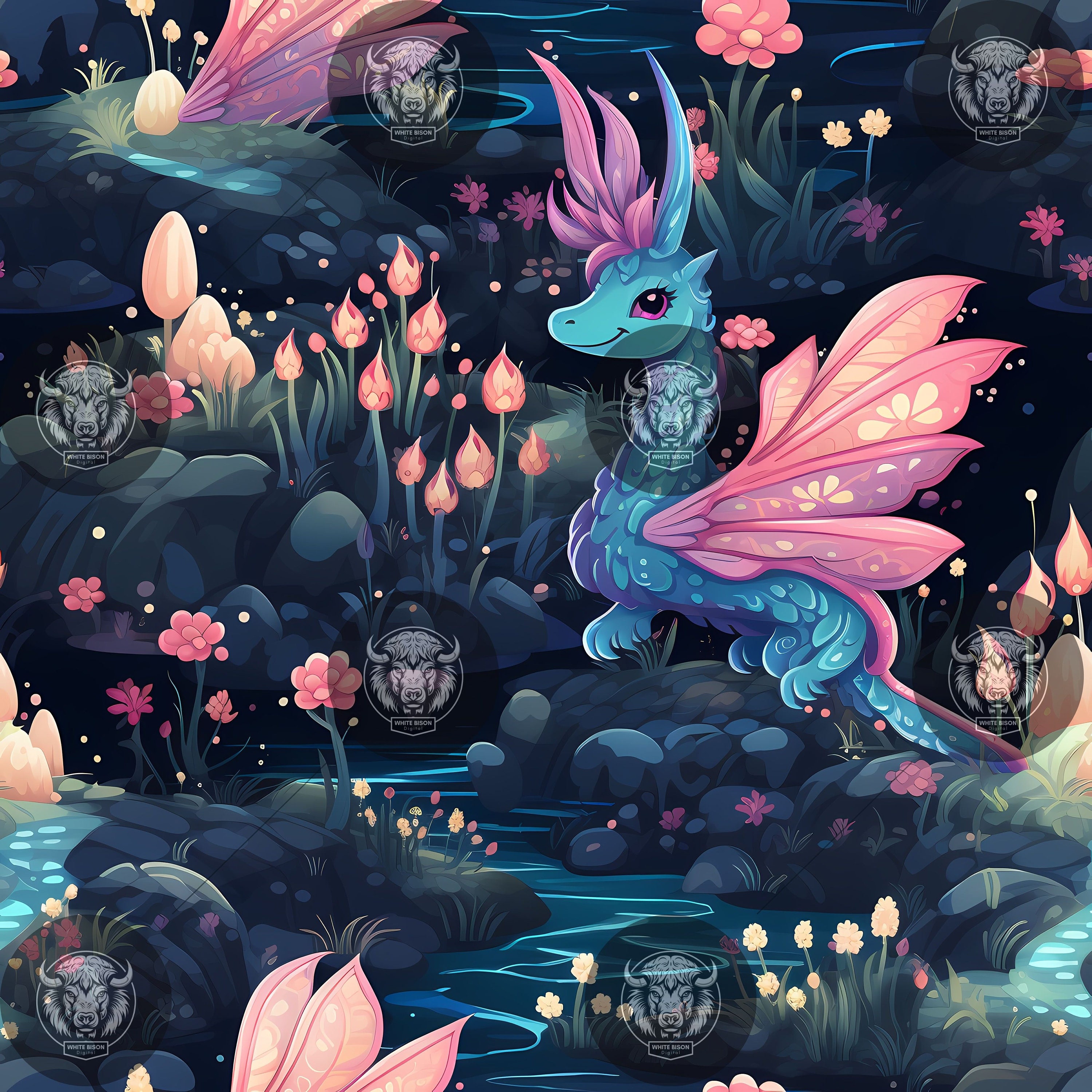 Fantasy Dragon Seamless Pattern Pack - Digital Download - Perfect for ...