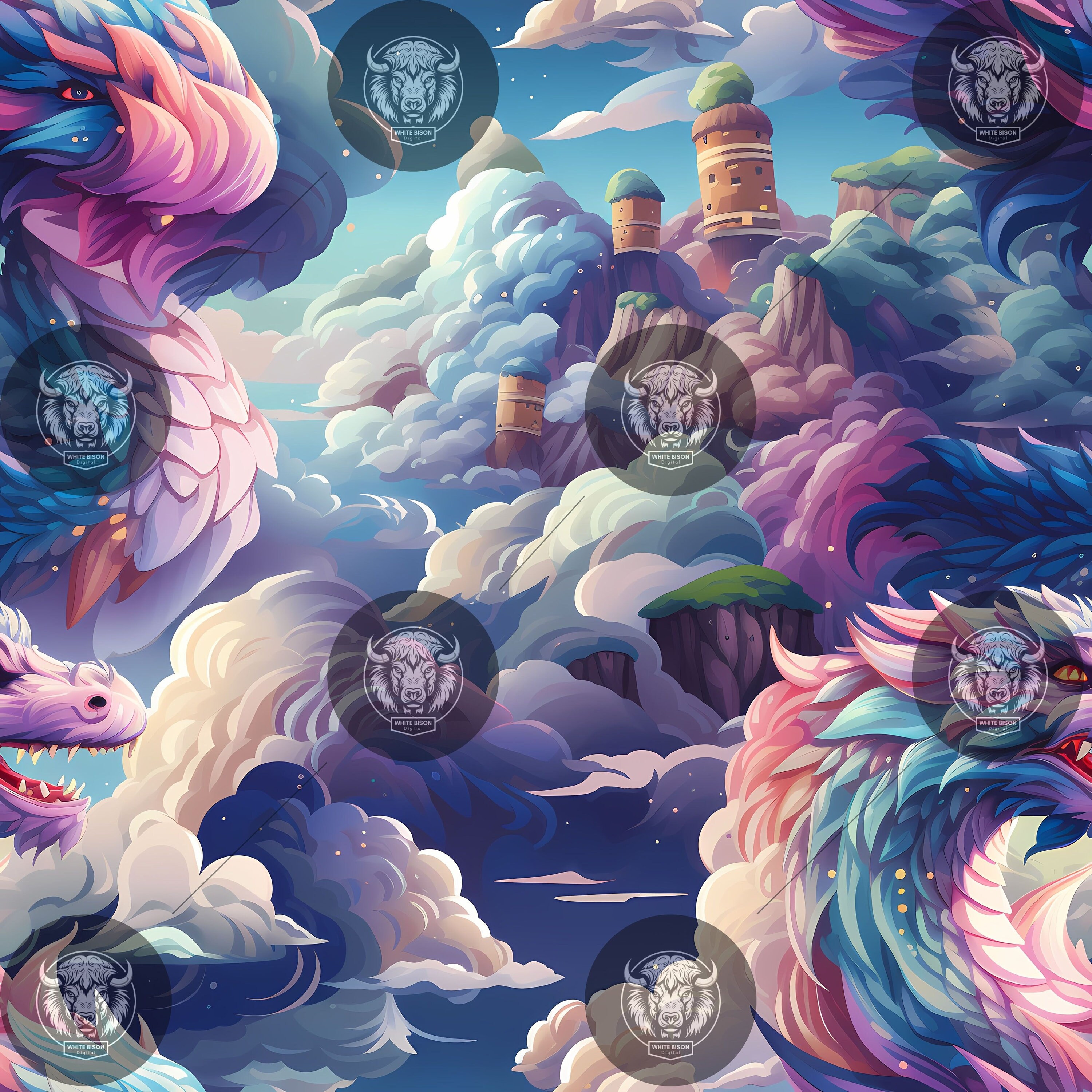 Fantasy Dragon Seamless Pattern Pack - Digital Download - Perfect for ...