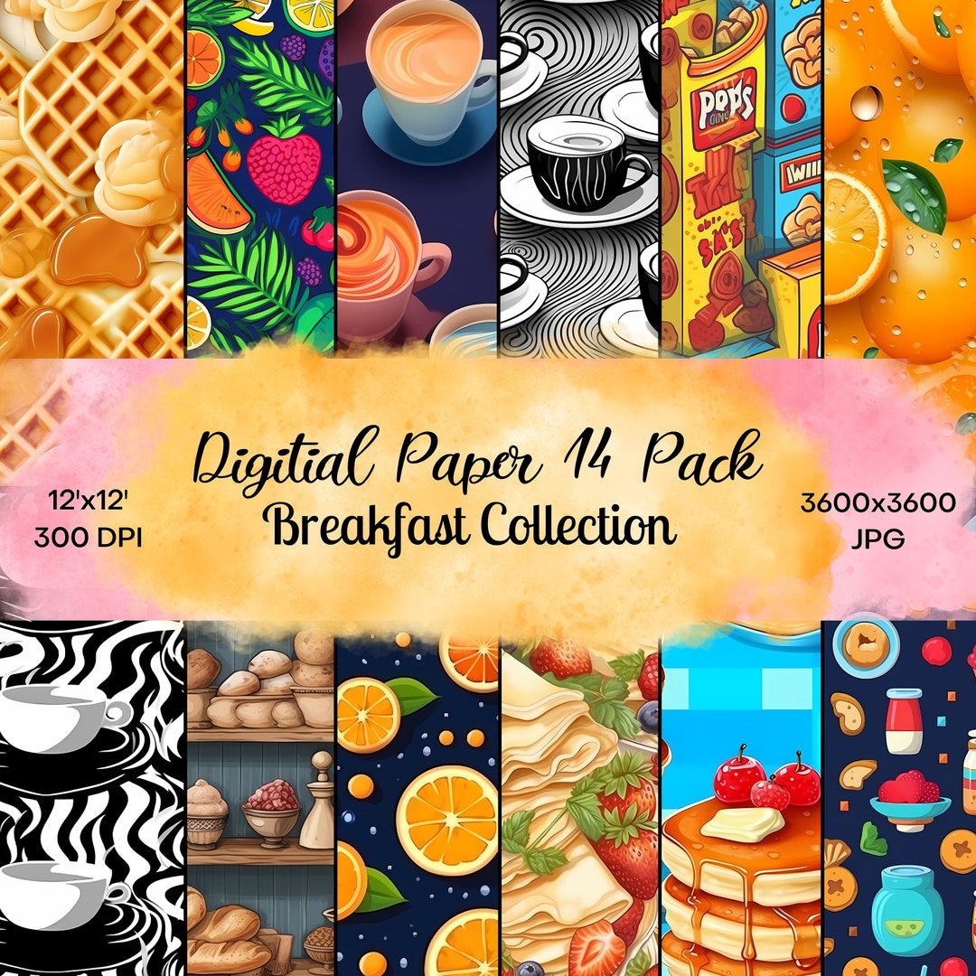 Breakfast Digital Paper – Seamless Food Patterns, Commercial Use ...