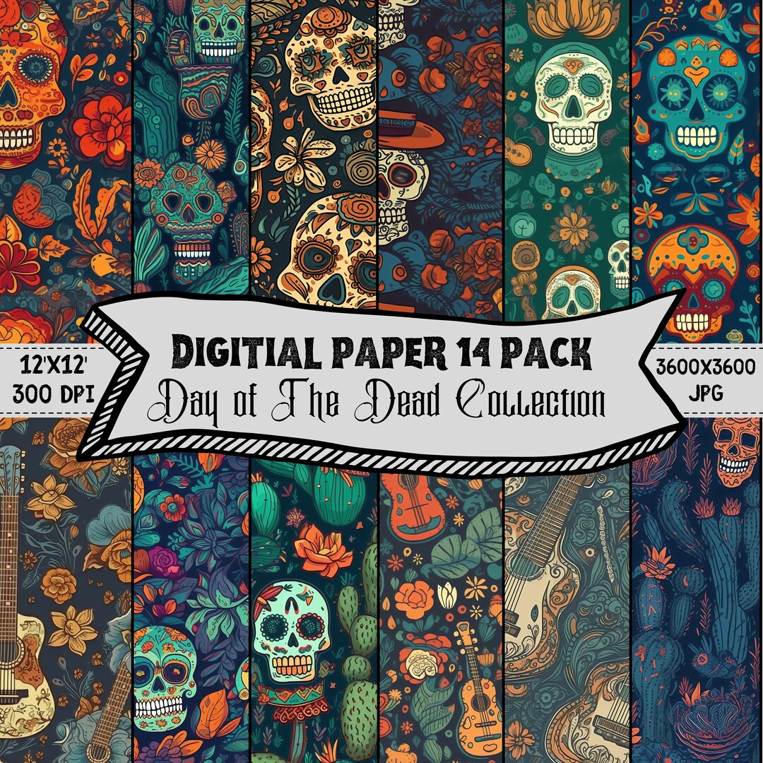 Day of the Dead Digital Pattern Pack - Día De Los Muertos Tshirt ...