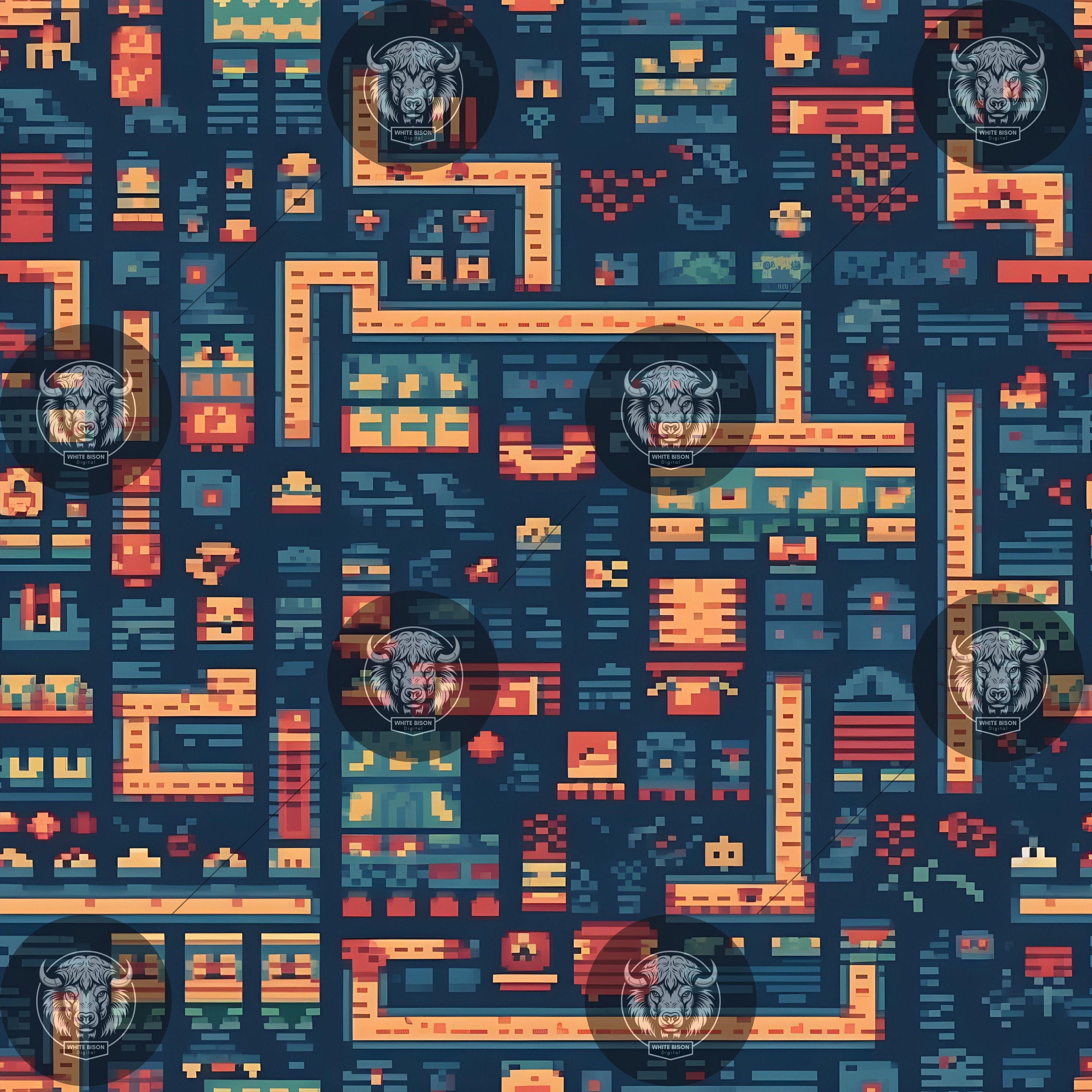 Retro 8-bit Video Game Digital Paper Pack, 14 Digital Patterns, 12x12 ...