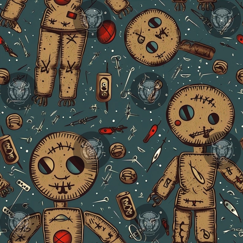 Voodoo Doll Digital Paper, Halloween Pattern, Amigurumi Pattern ...