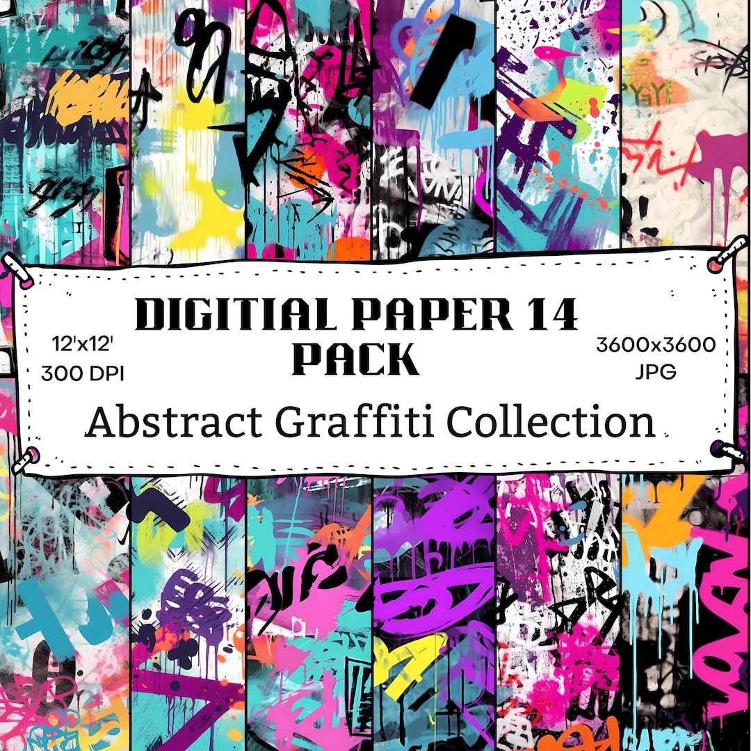 Abstract Graffiti Digital Patterns: 14 Seamless Urban Art Designs, JPG ...