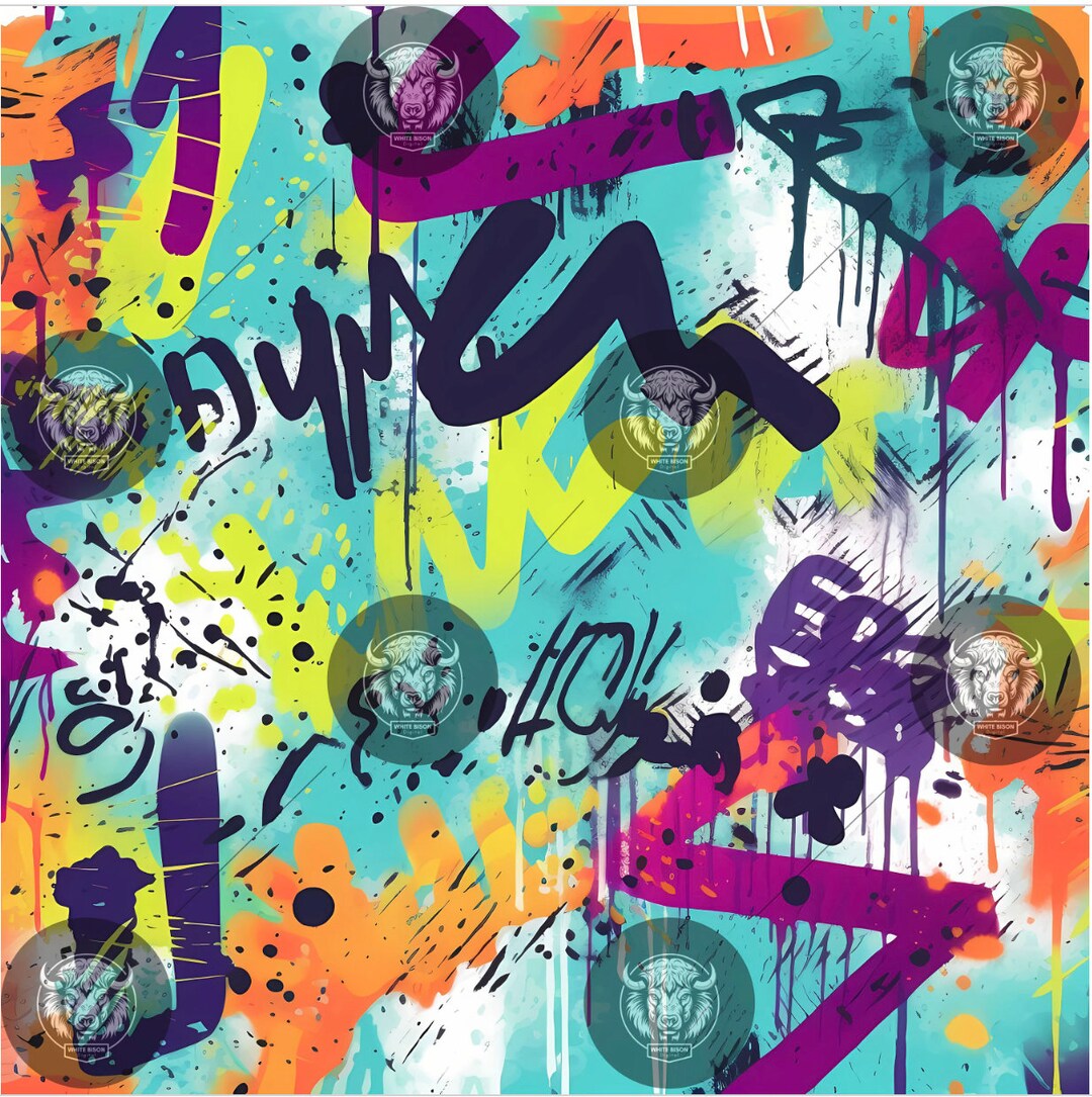 Abstract Graffiti Digital Pattern: Seamless Urban Art Design, JPG ...