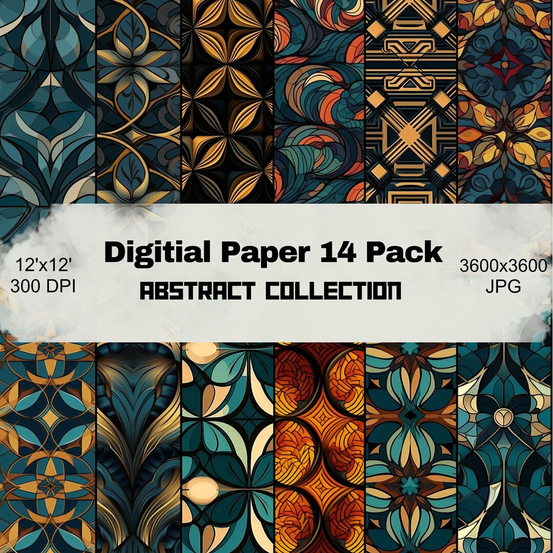 Abstract Tile Digital Paper, Seamless Geometric Patterns (digital ...