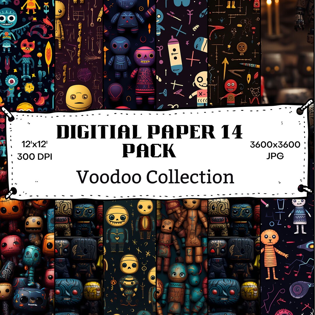 Voodoo-inspired Seamless Pattern Bundle, 14 Pattern Pack JPG Digital ...