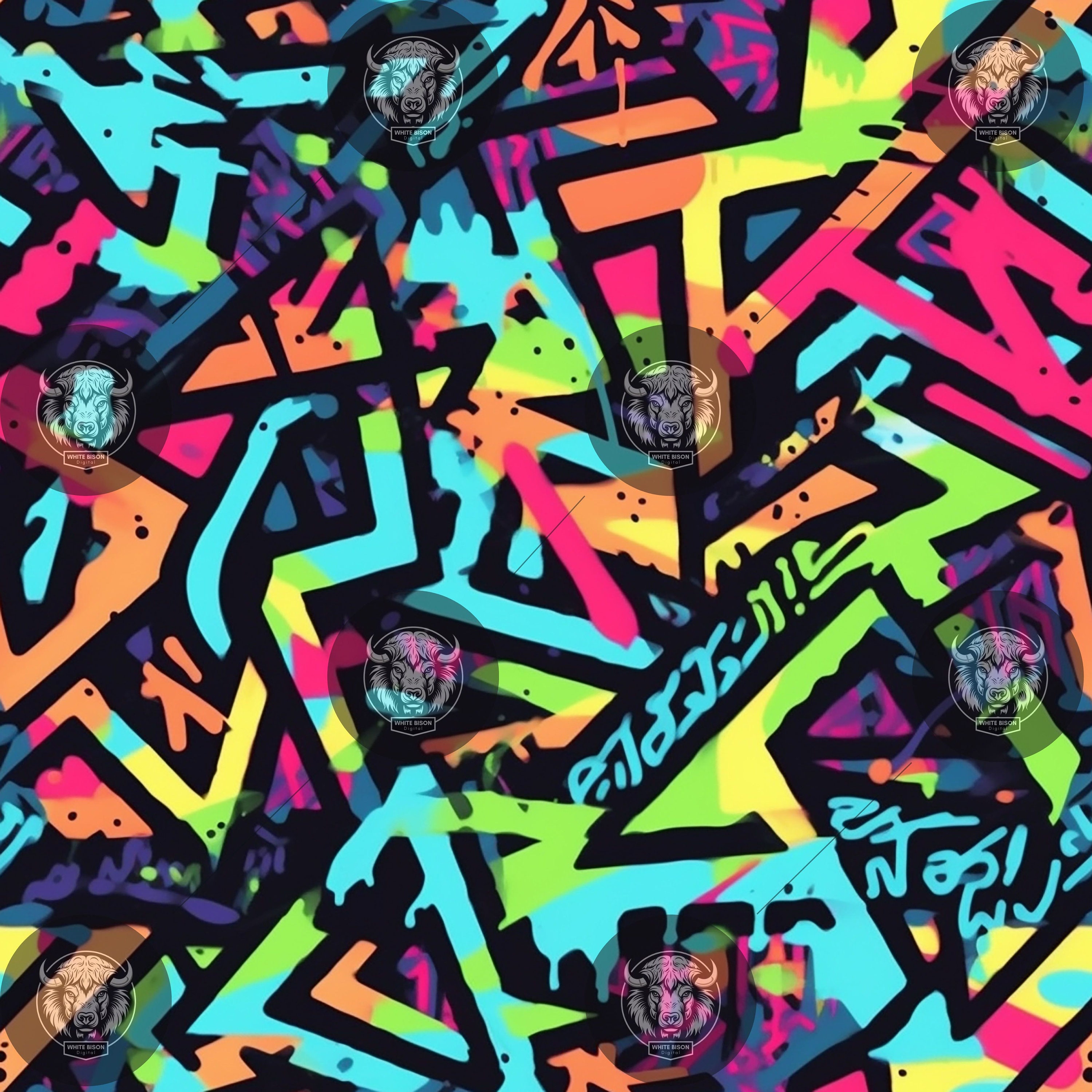 Geometric Graffiti Patterns: 14 JPG Seamless Designs, 12x12, 300dpi ...