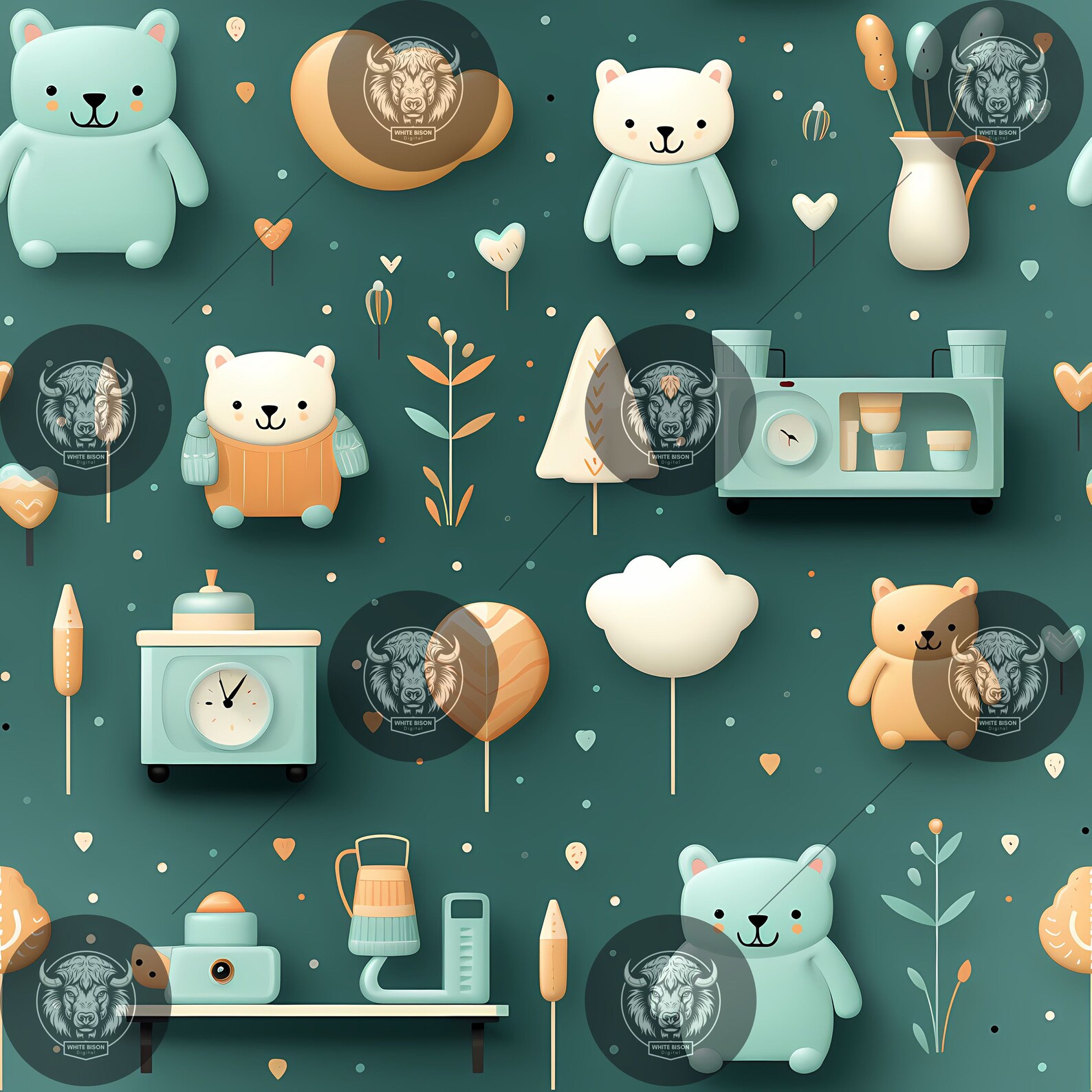 Nursery Seamless Pattern Set – 14 Jpgs, Baby Decor (digital Download ...
