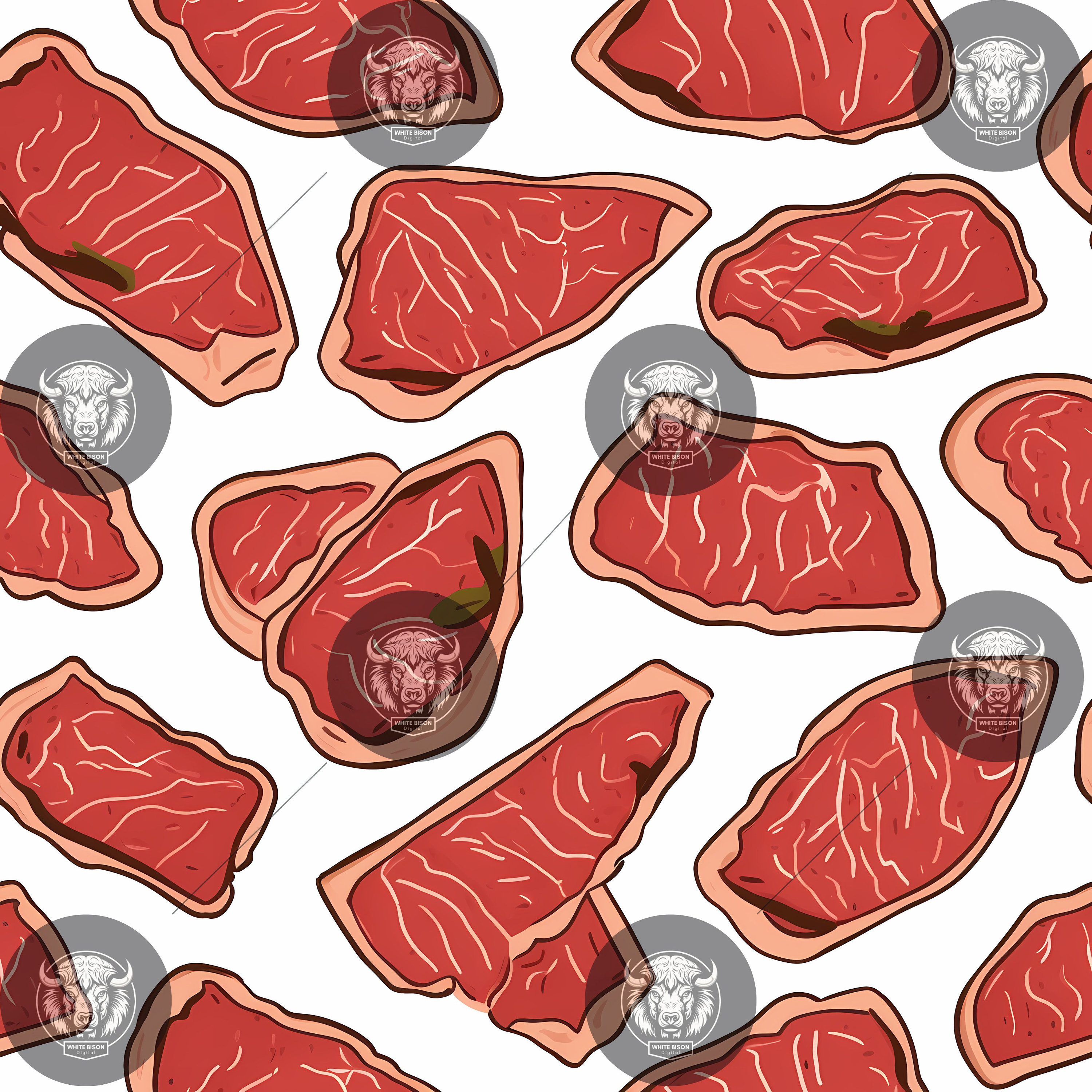 Sizzling Steak-themed Seamless Patterns 14 Juicy Jpgs for DIY Projects ...