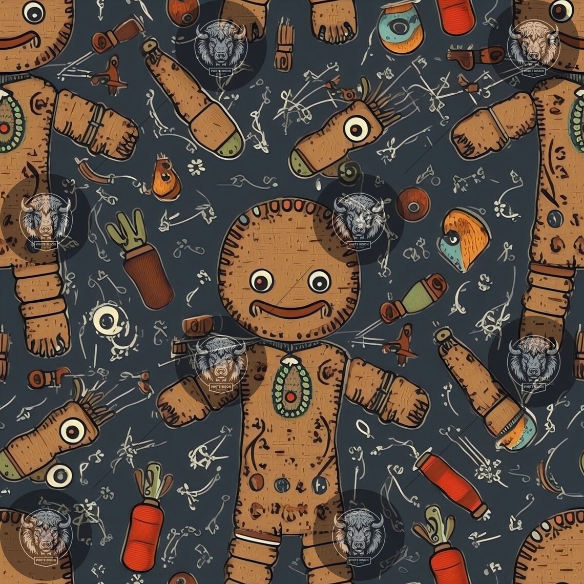 Voodoo Doll Digital Paper, Halloween Pattern, Amigurumi Pattern ...