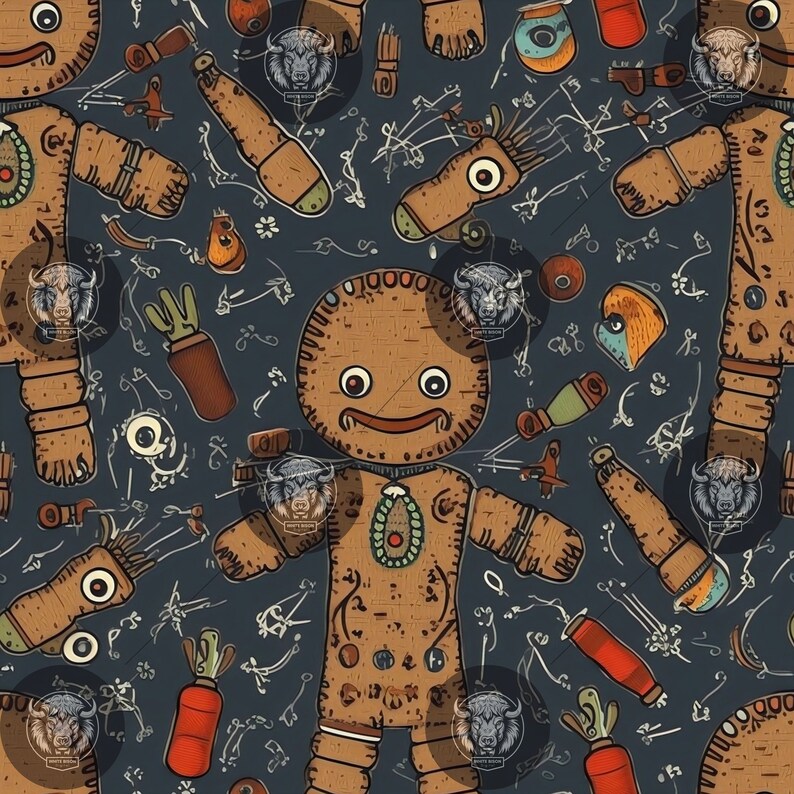 Voodoo Doll Digital Paper, Halloween Pattern, Amigurumi Pattern ...