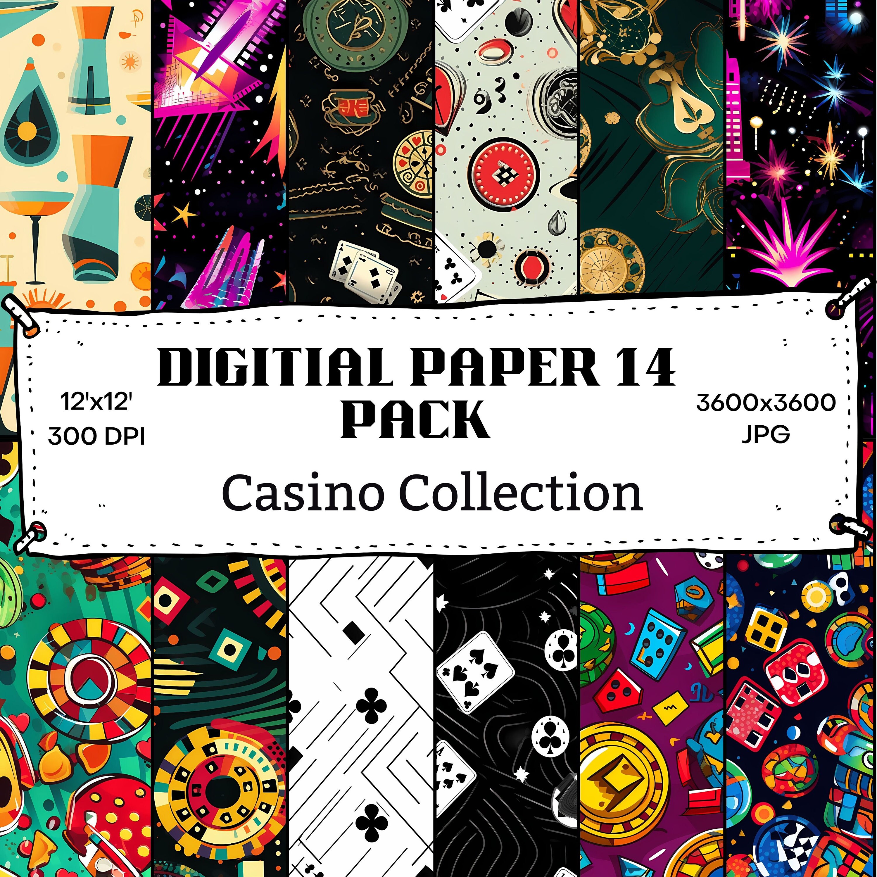 Casino Theme Digital Patterns 14 Unique Seamless Designs - Etsy