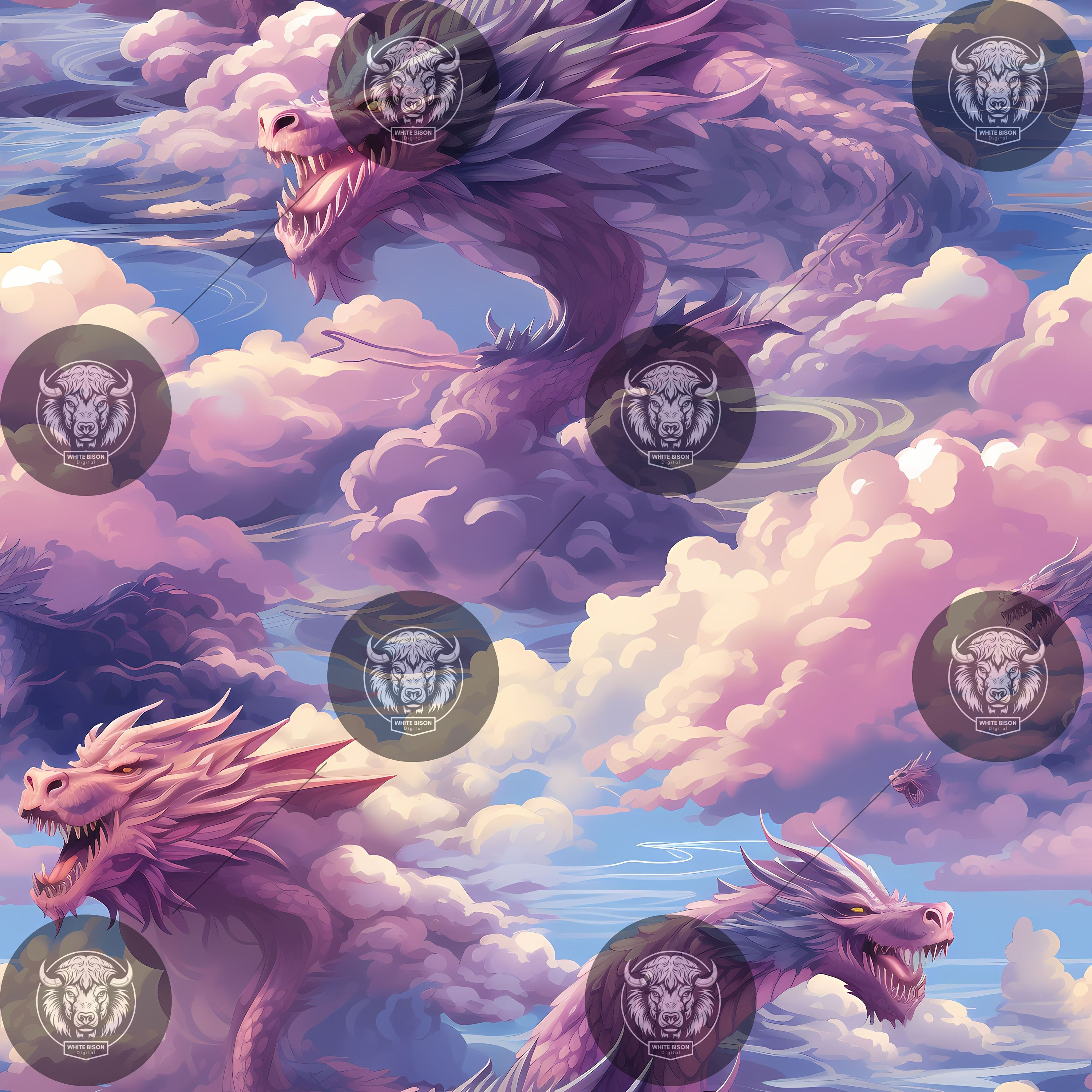 Fantasy Dragon Seamless Pattern Pack - Digital Download - Perfect for ...