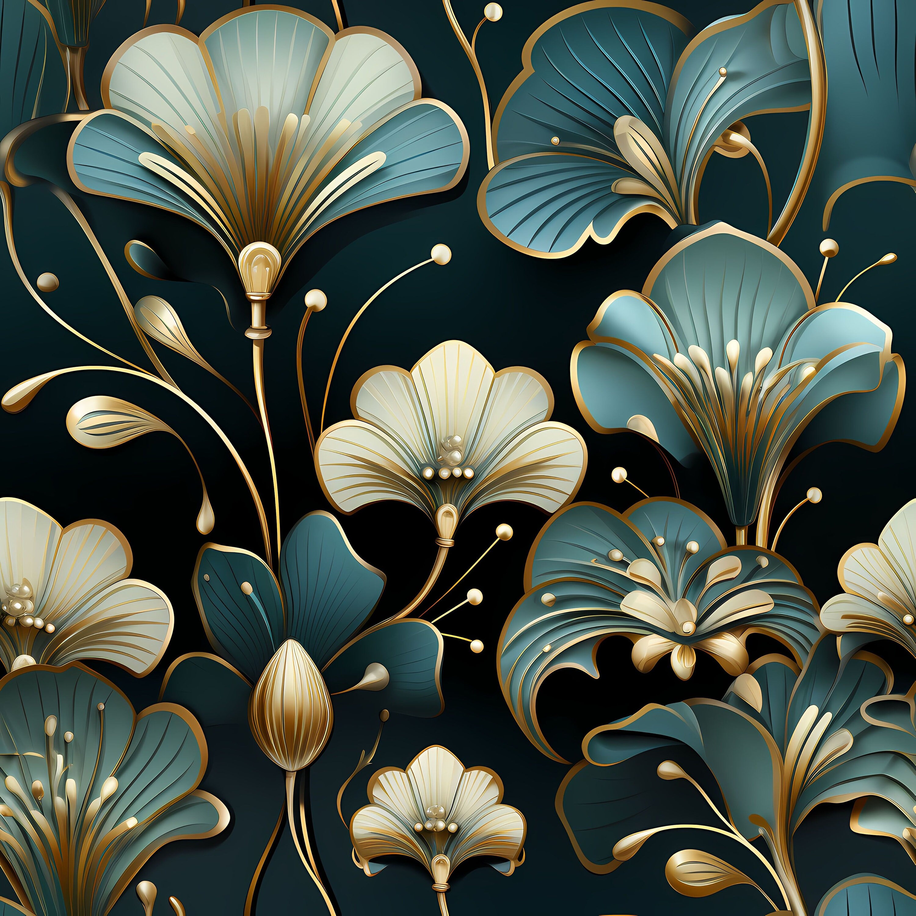 Jugendstil Musterdesign Digital Download, Vintage Stil Dekoratives ...