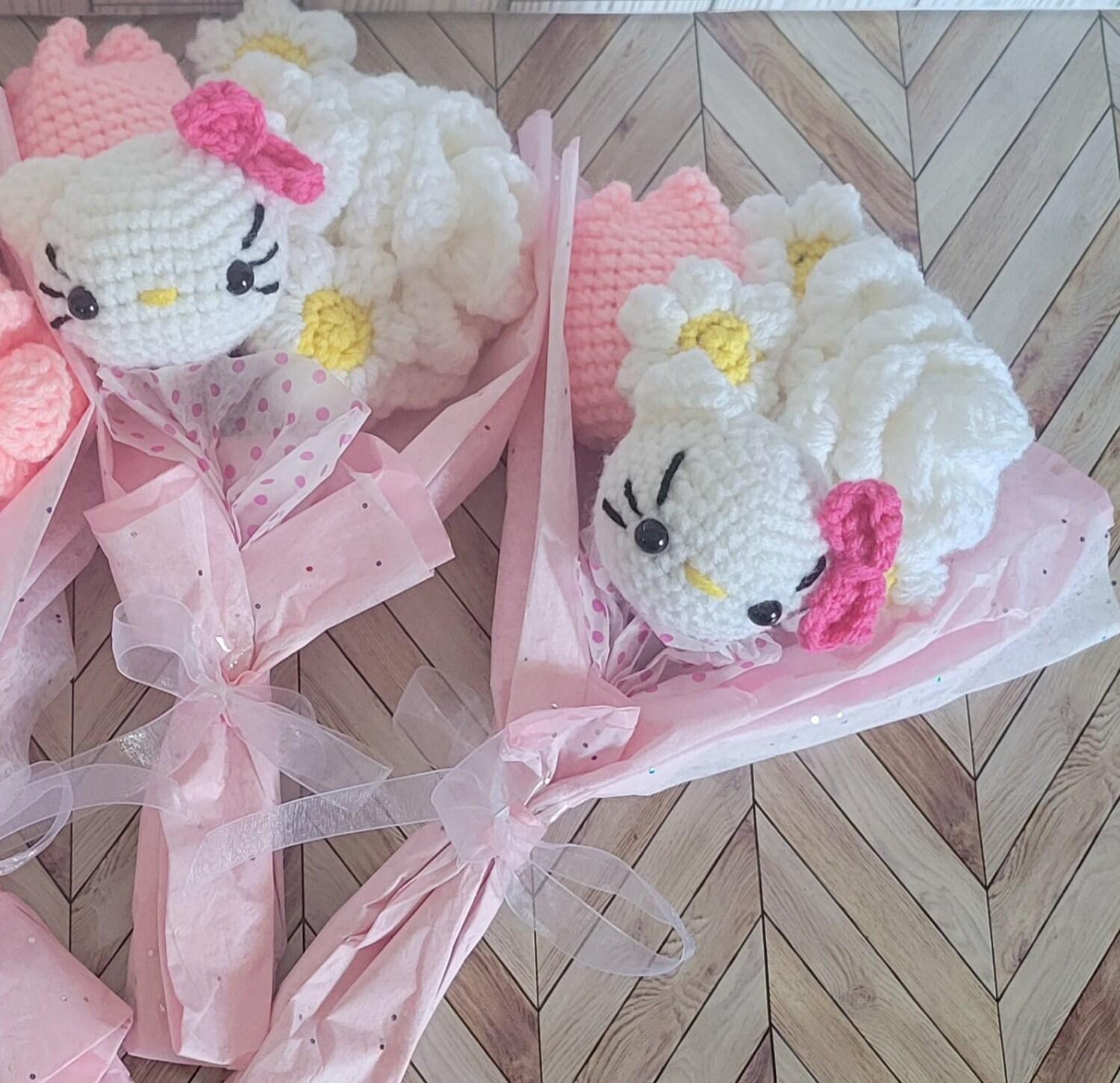 Small Version: Hello Kitty Flower Bouquet Crochet Flower - Etsy