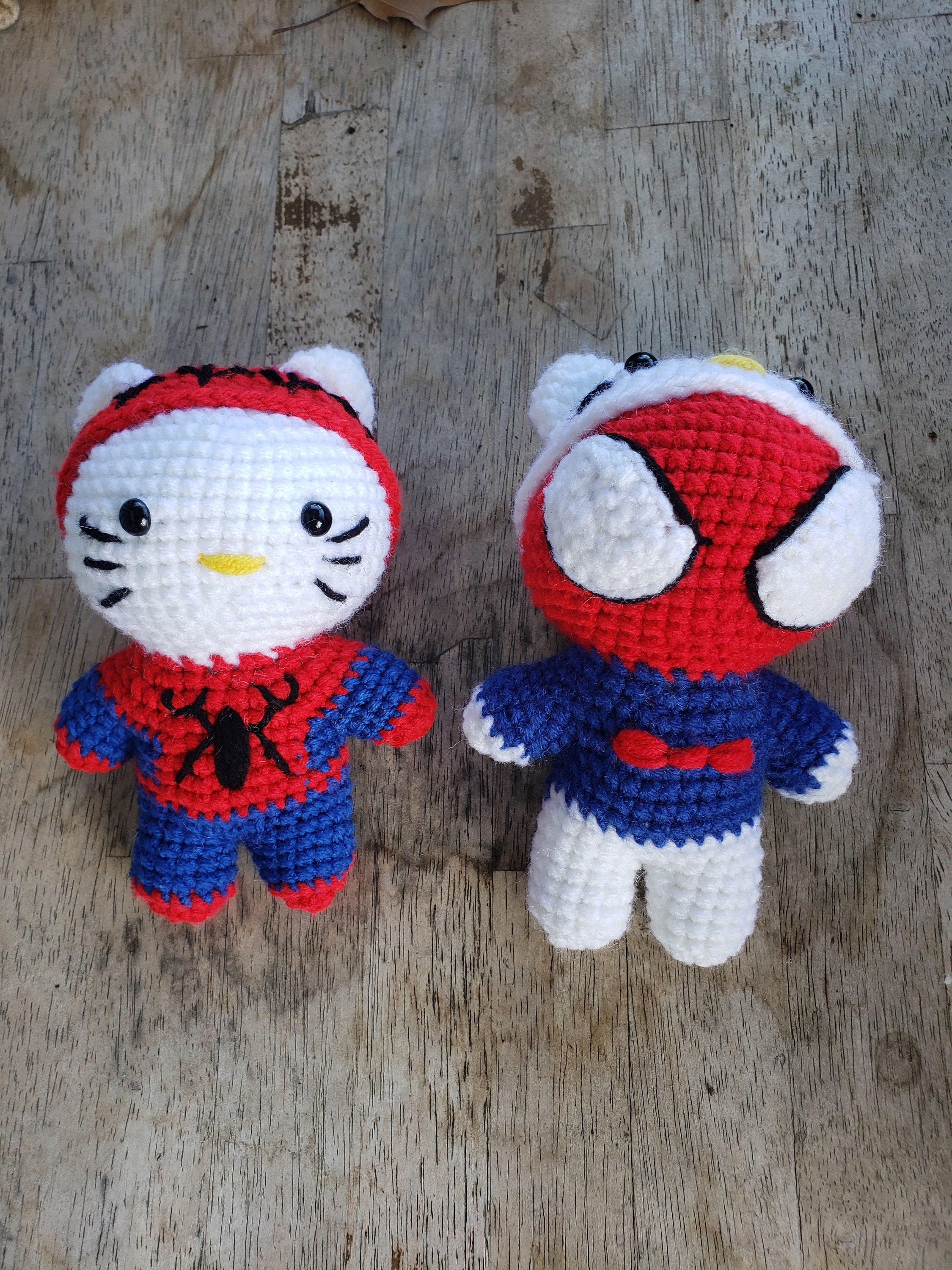 Crochet Cat Amigurumi Hello Kitty as Spiderman, Spiderman as Hello ...