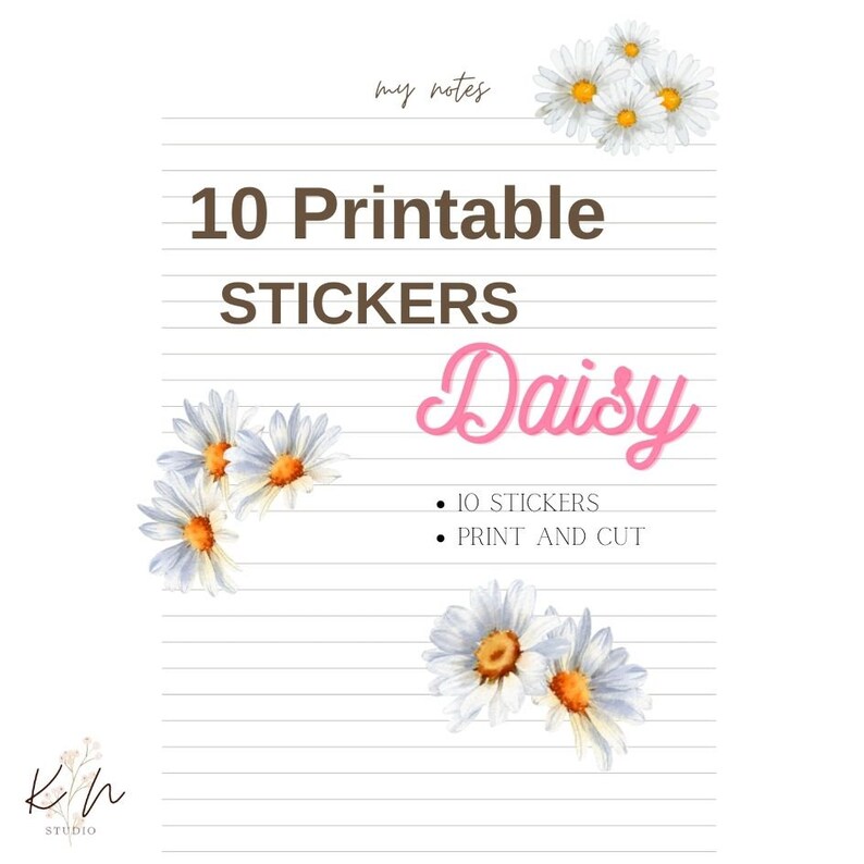 Printable Daisy Sticker Sheet/10 Printable Sticker/daisy Lover/bullet ...