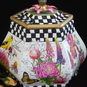 Whimsical Hand-painted and Decoupaged Vintage Hexagonal Treasure Chest ...