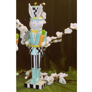 Whimsical 100% Hand-painted Resin 13" Tall Bunnies/ Nutcrackers. Selling as a Set or One at a ...