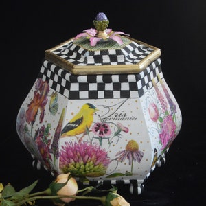 Whimsical Hand-painted and Decoupaged Vintage Hexagonal Treasure Chest ...