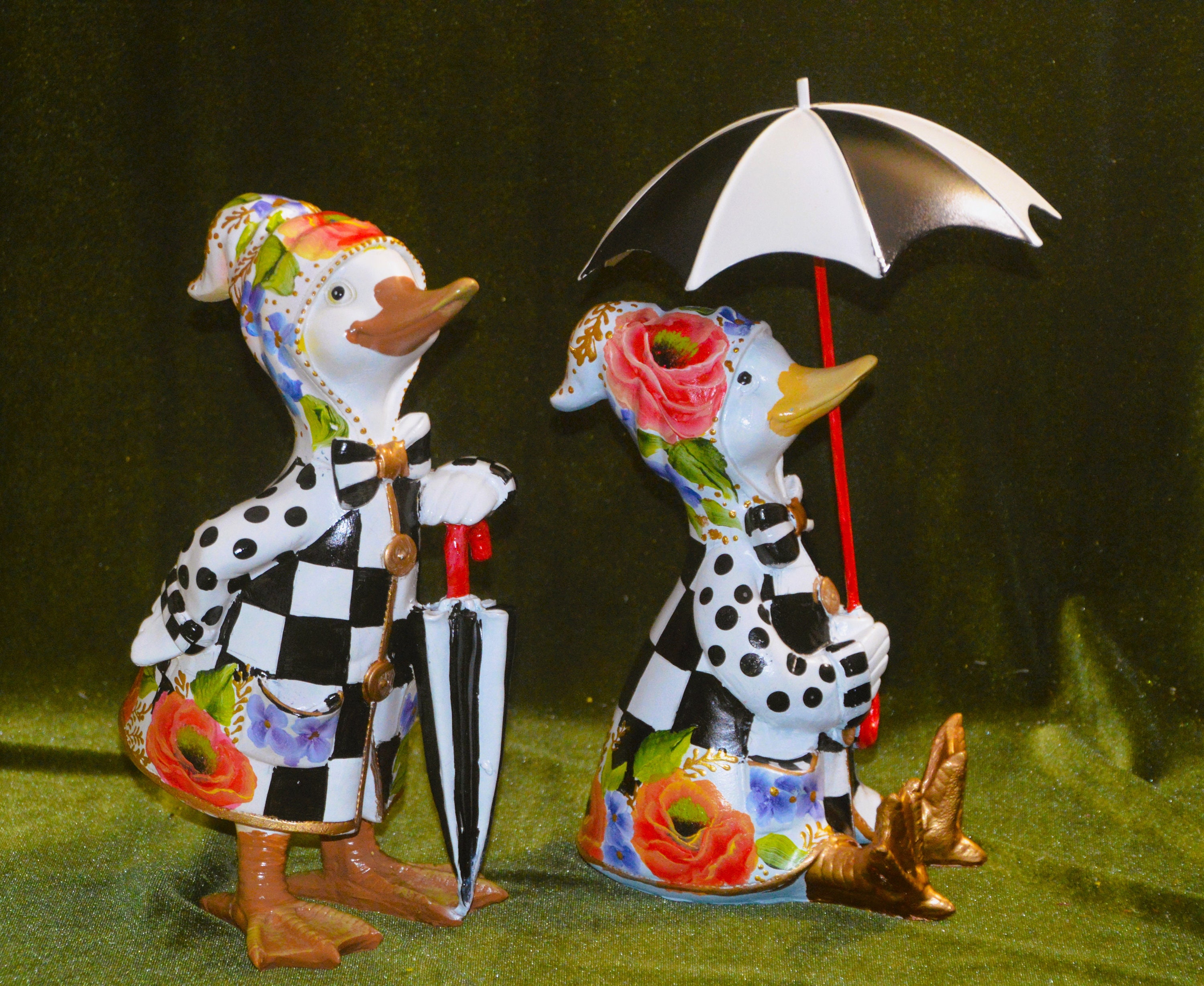 Whimsical 100% Hand-painted Resin Ducks Set. Great Easter Decoration ...