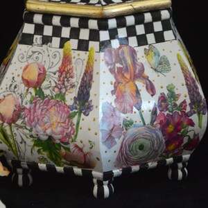Whimsical Hand-painted and Decoupaged Vintage Hexagonal Treasure Chest ...