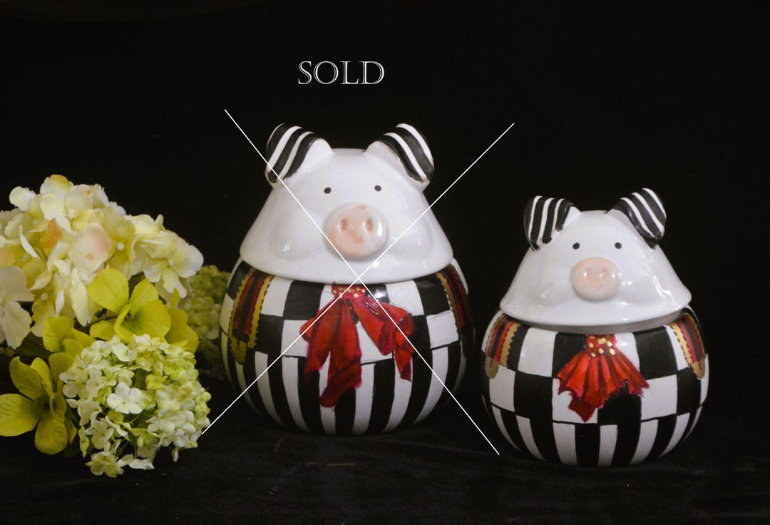 Whimsical Hand Painted Ceramic Cookie/ Candy Jars From Farmyard ...