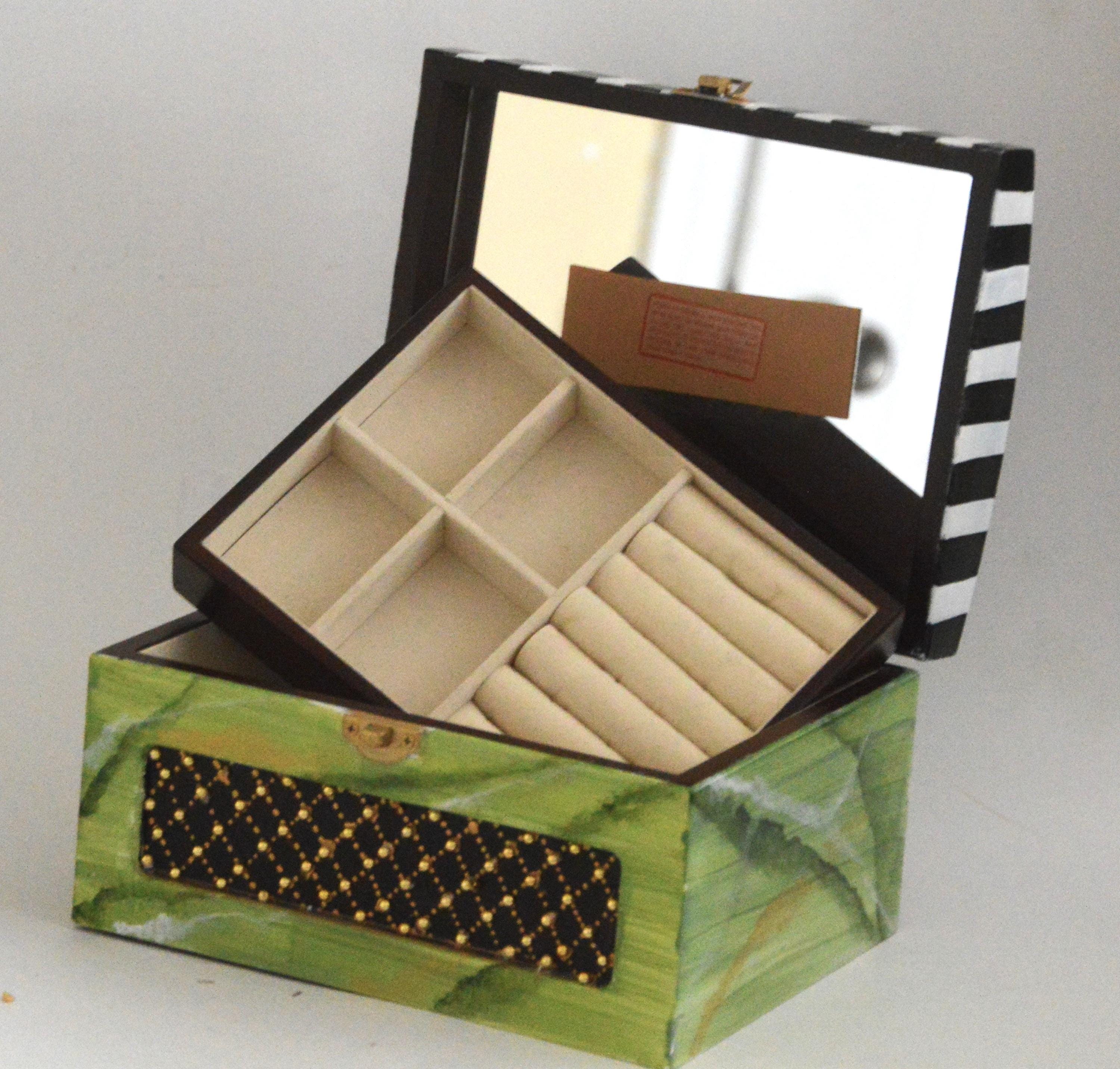 Whimsical 100% Hand Painted Jewelry Box With Faux Marble and Beautiful ...