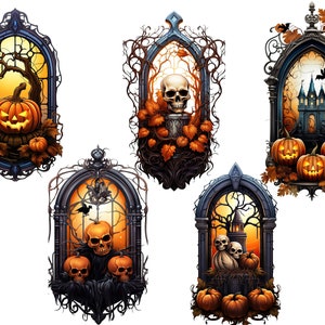 Halloween Gothic Windows | Pumpkin Windows | Halloween Clipart | Gothic ...