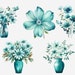 Watercolor Teal Flower Clipart | Teal Flower PNG | Teal Wildflowers ...
