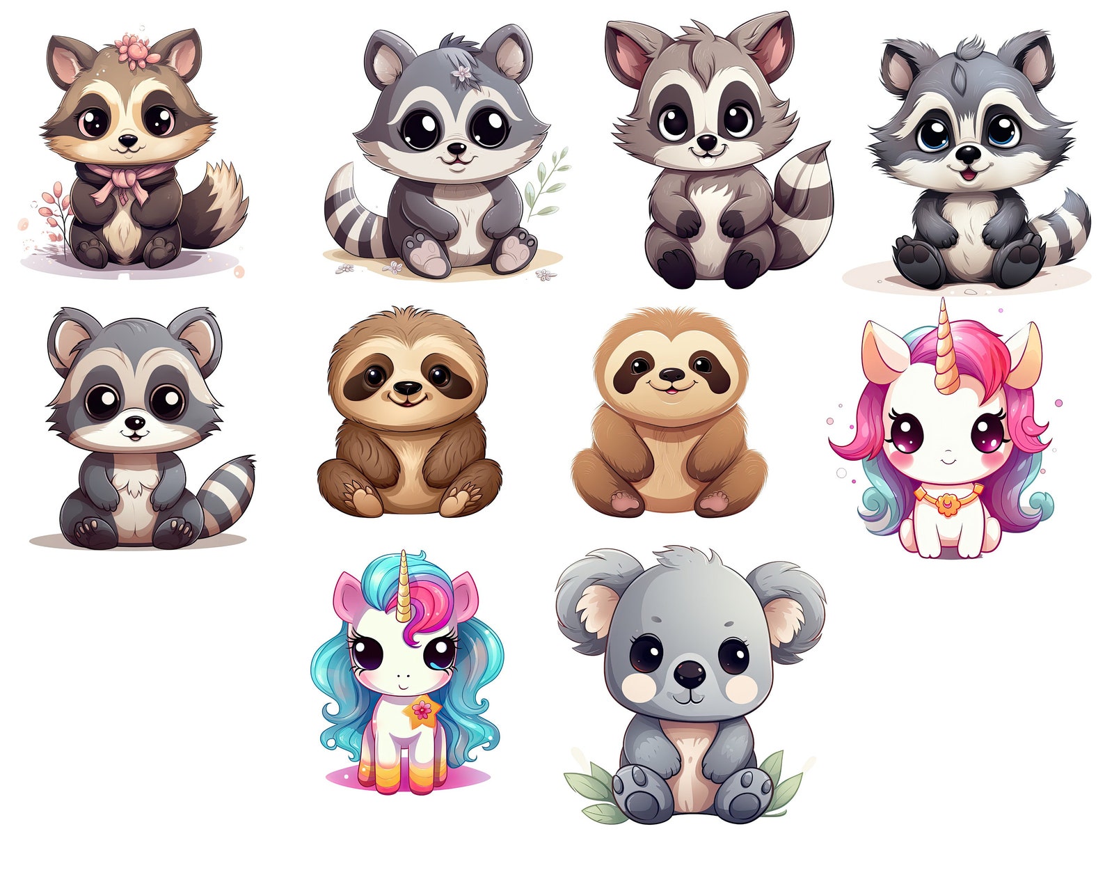 55 Kawaii Animals Clipart Bundle Kawaii Illustrations Kawaii PNG Cute ...