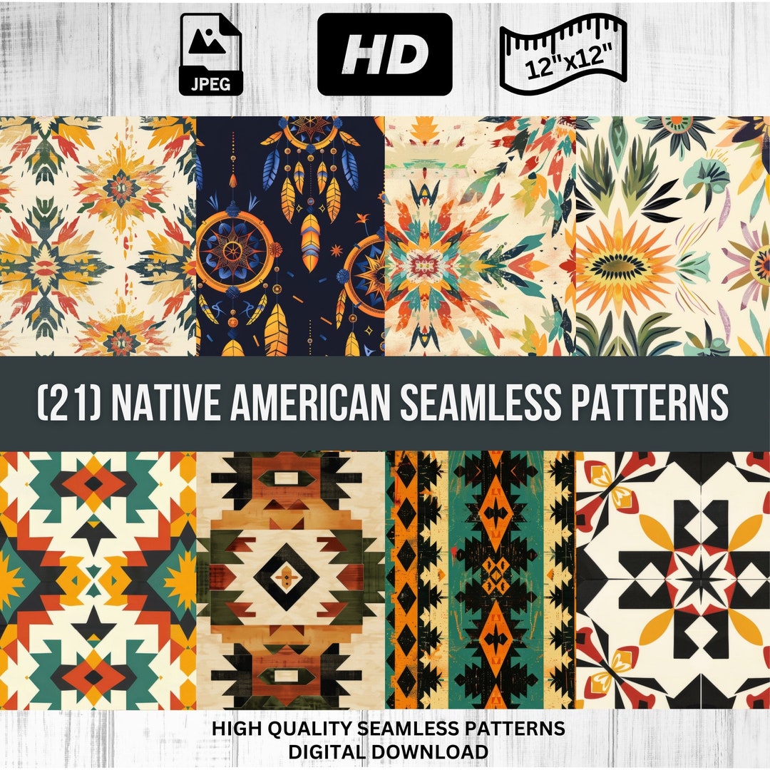 Native American Seamless Digital Paper Patterns | Printable Boho ...