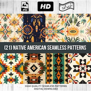 Native American Seamless Digital Paper Patterns Printable Boho Western ...