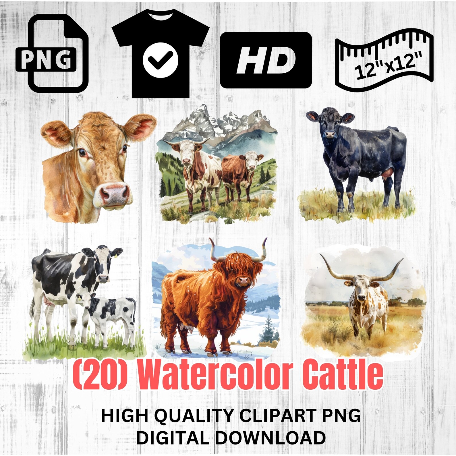 Watercolor Cow Watercolor Cattle Cow PNG Highland Cow Angus Cattle ...
