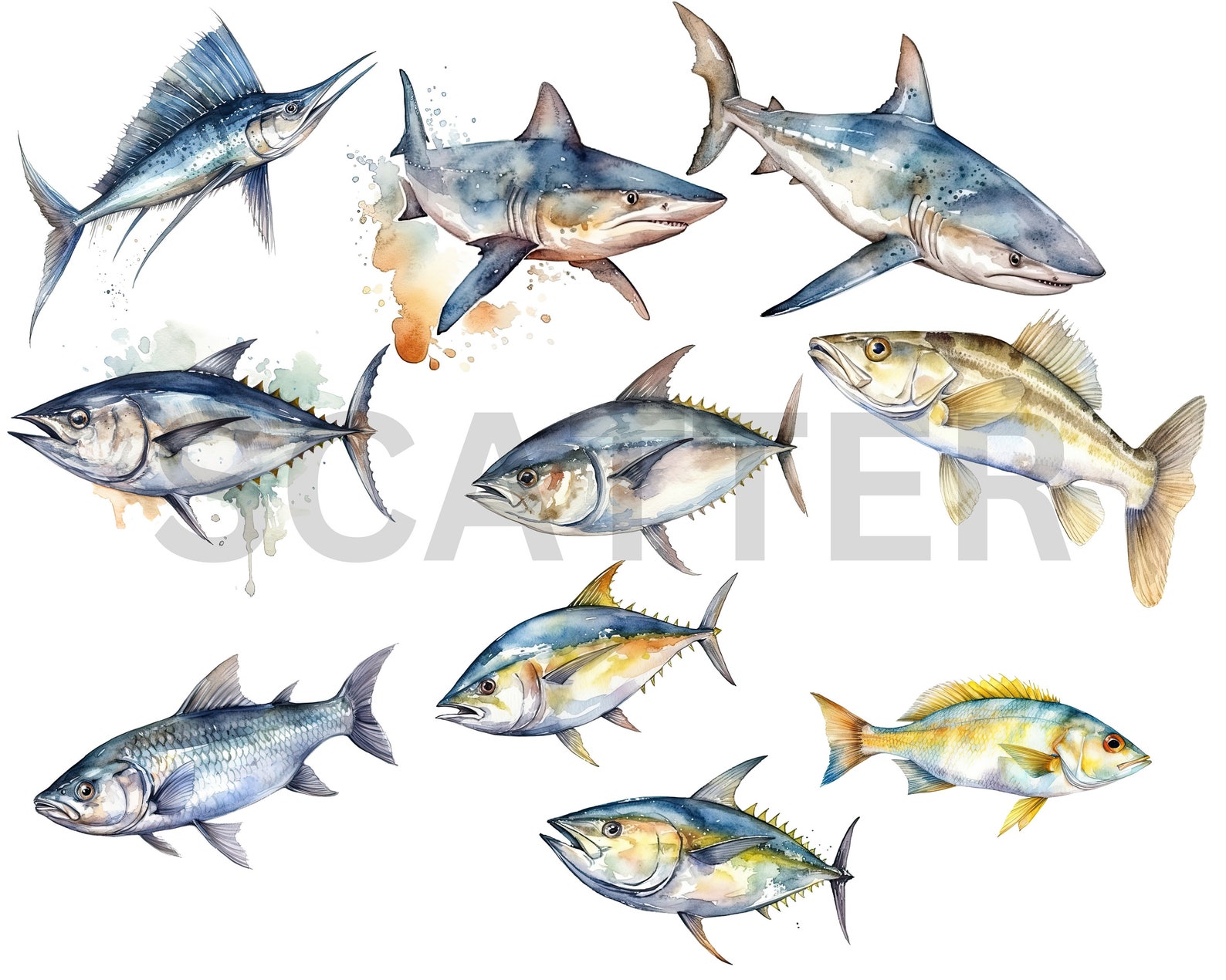 Clipart Fishing Saltwater Fishing SVG Tuna Fishing Clipart Mahi Mahi ...
