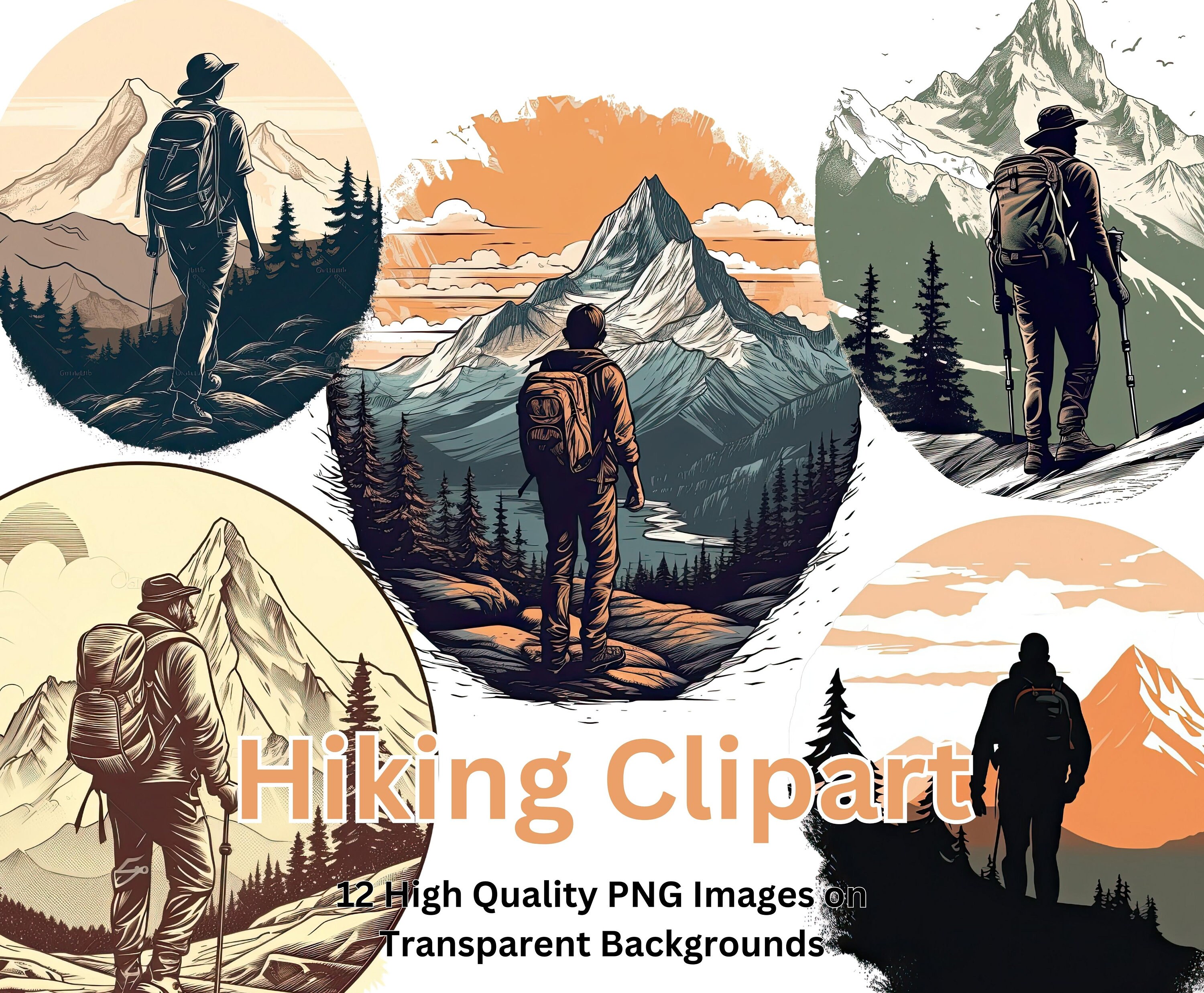 Outdoor Bundle Clipart Fish Clipart Hunting Clipart Hiking PNG Wild ...