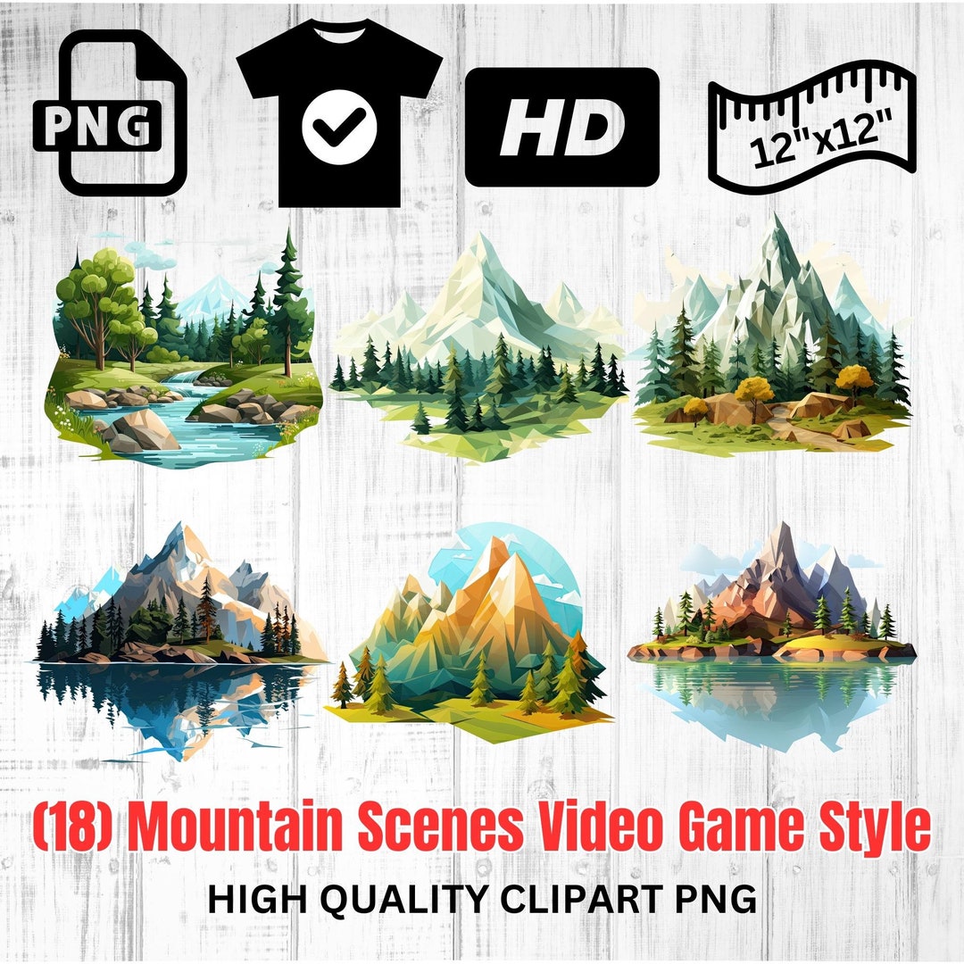 Mountain Clipart | Video Game Mountain | Outdoor Clipart | Mountain PNG ...
