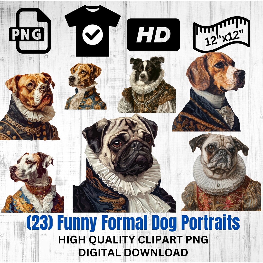 Formal Funny Dog Portrait | Victorian Dog PNG | Cute Doggie Clipart ...