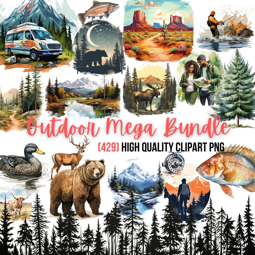 Outdoor Mega Bundle Clipart | Bear Clipart | Hunting Clipart | Mountain ...