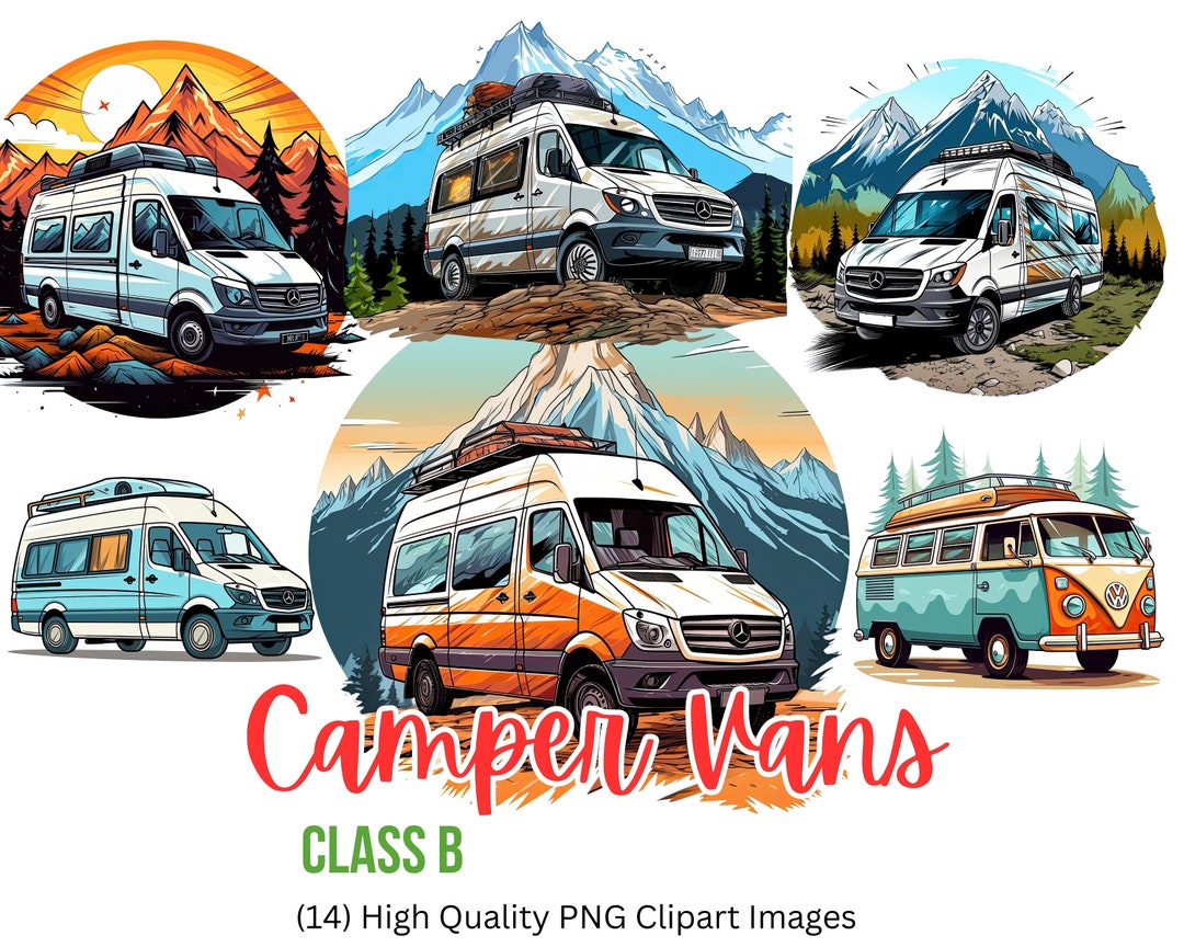 Campervan Clipart | Camper Van | Camping PNG | Camping Clipart | Class ...