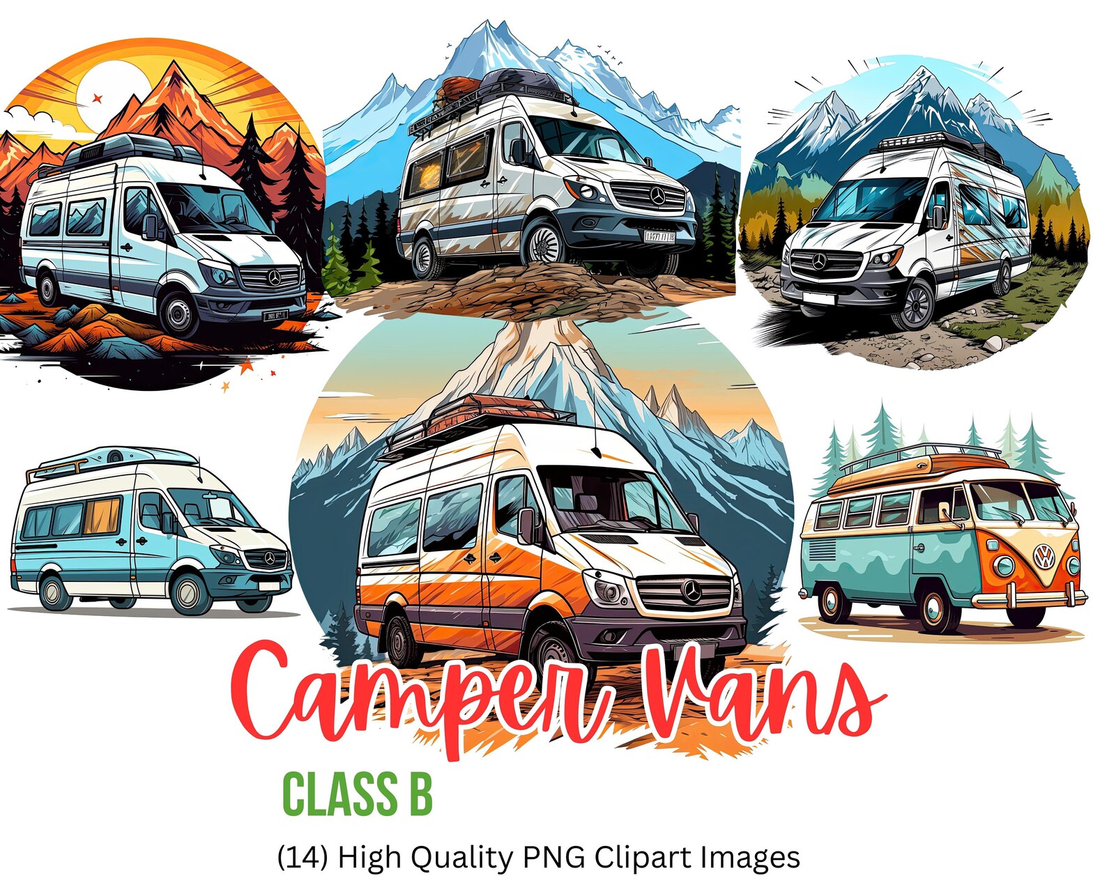 Campervan Clipart Camper Van Camping PNG Camping Clipart Class B RV ...