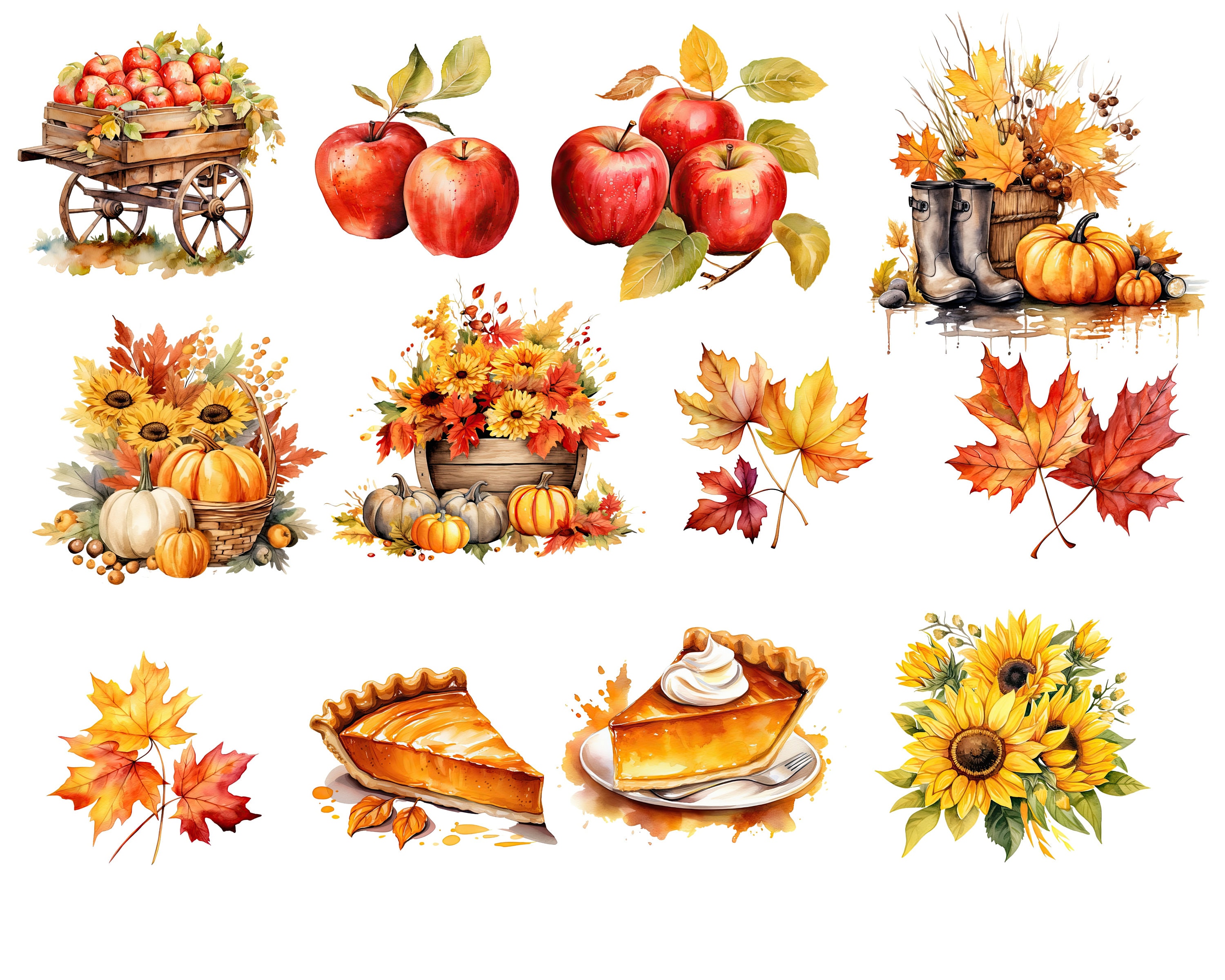 Watercolor Fall Decor Clipart Autumn Clipart Fall Colors Clipart ...