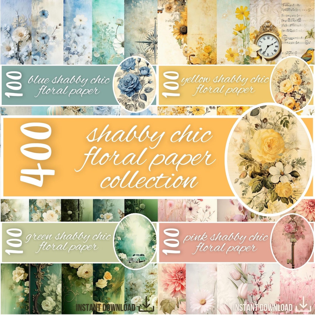 Shabby Chic Digital Junk Journal Paper Collection | Huge Bundle Shabby ...
