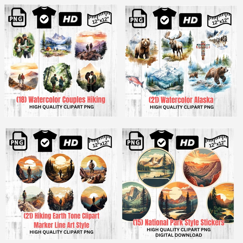 Ultimate Hiking Clipart Mega Bundle 146 Outdoor Adventure Images, Trail ...