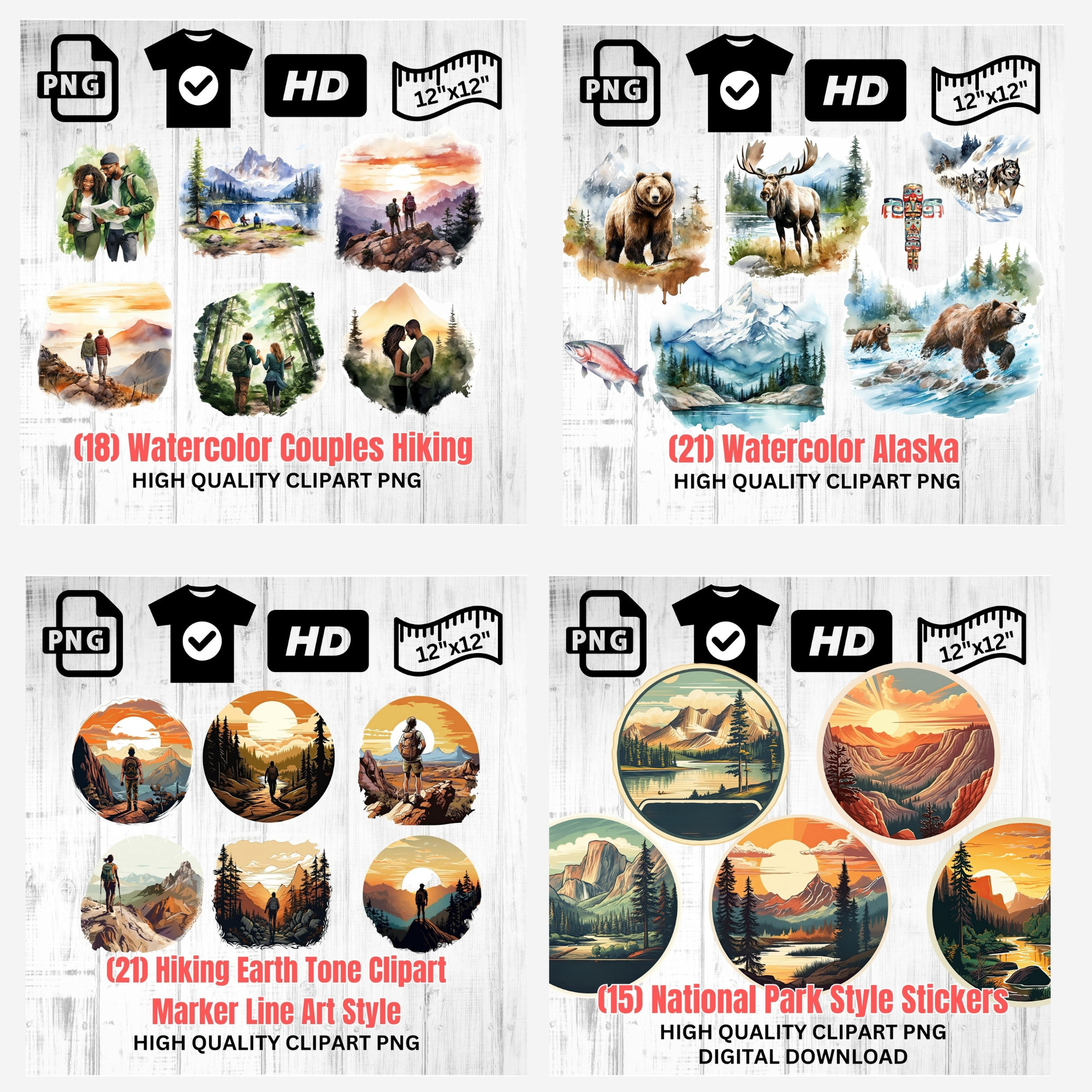 Ultimate Hiking Clipart Mega Bundle - 146 Outdoor Adventure Images ...